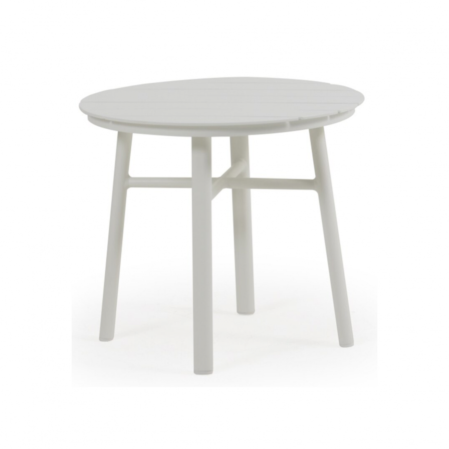 20" Round Slat Tea Table with Aluminum Top - Sunbrite Outdoor Furniture